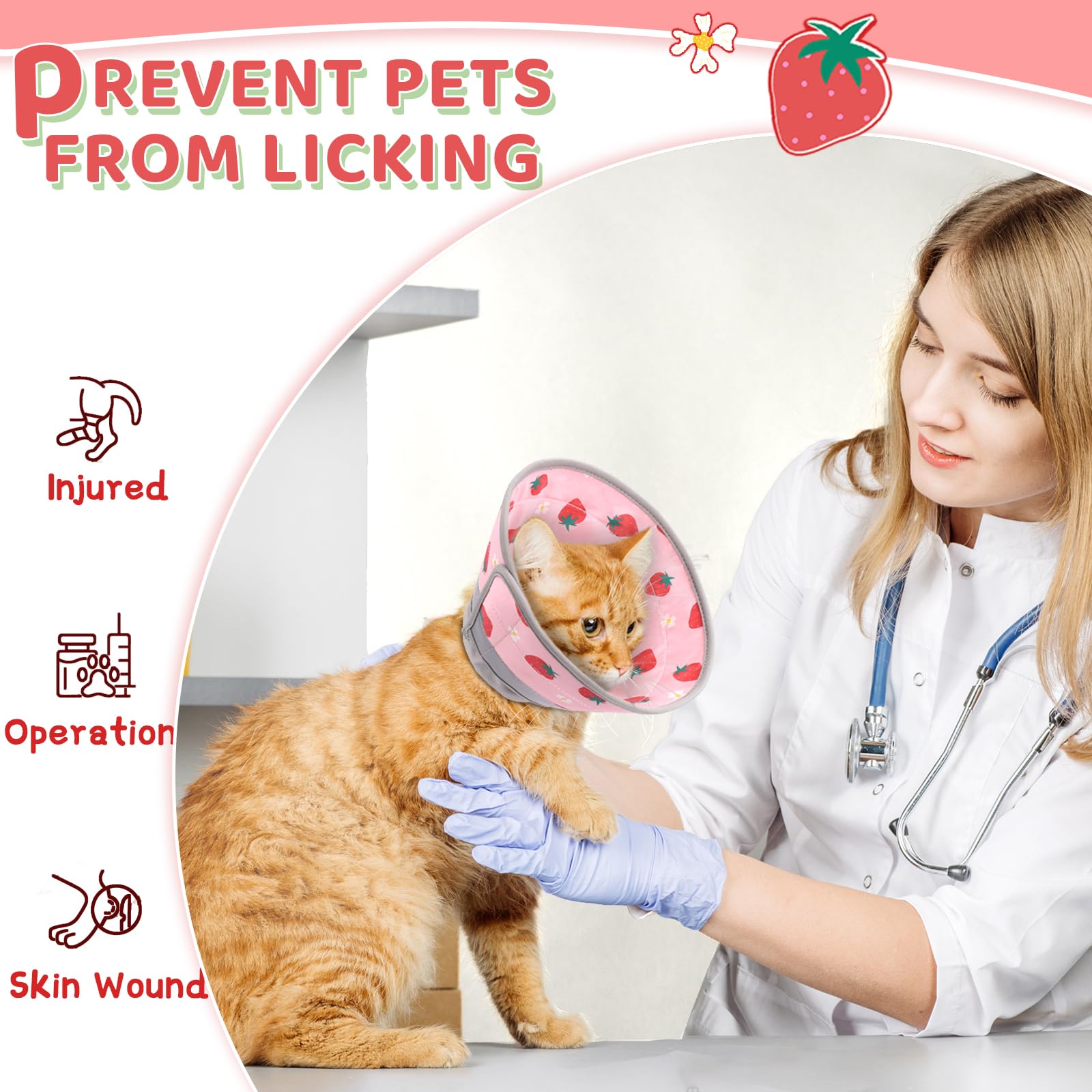 GoGoPaw Cat Cone, Adjustable Cat Cone Collar Soft to Stop Licking, Foldable Cute Cat Cone Alternative, Water Resistant Neck Cone for Cats, Lightweight Cat Recovery E Collar for Cat Kitten(Pink,S