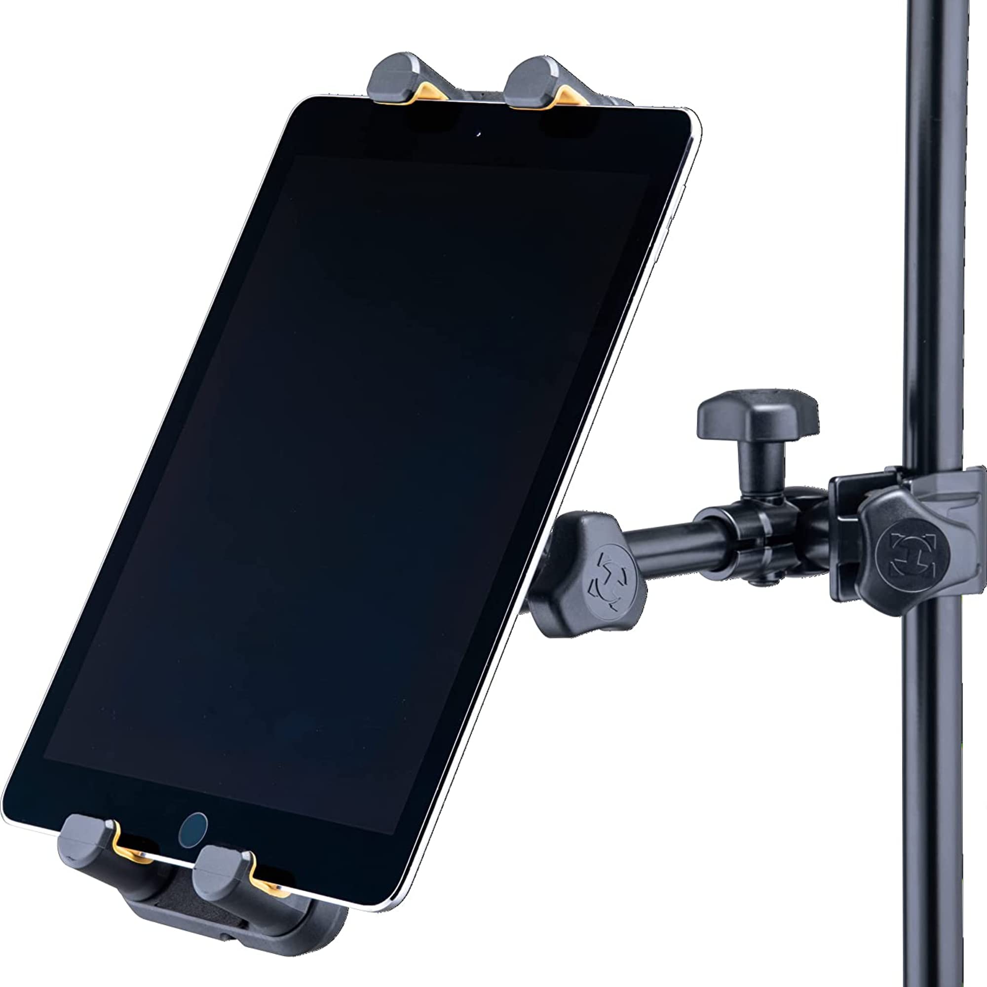 Hercules DG307B Adaptive Series 2-in-1 Smartphone/ Tablet Holder, 6.1” to 13”, Attaches to Desk, Round & Square Tubes, w/ a Lumintrail Cleaning Cloth