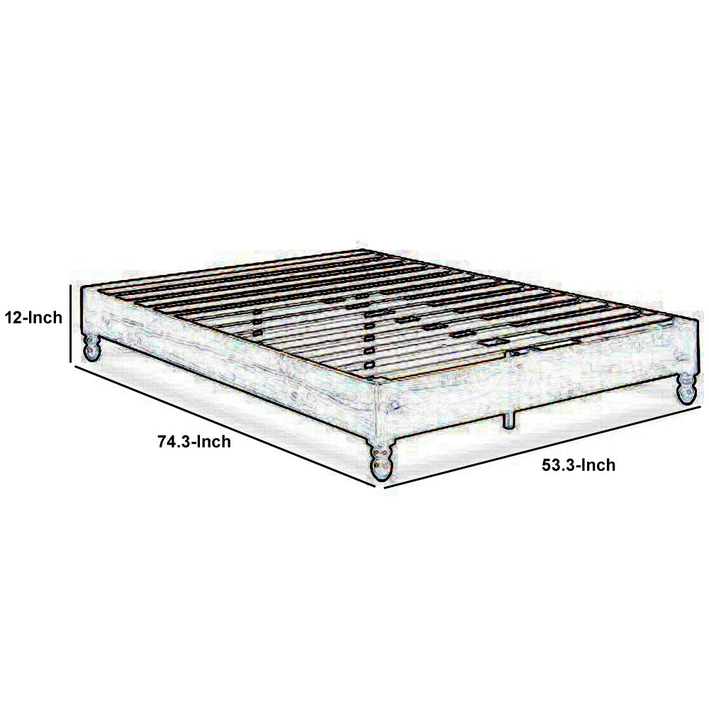 Benjara, Brown Slatted Full Size Wooden Bed Frame with Turned Legs