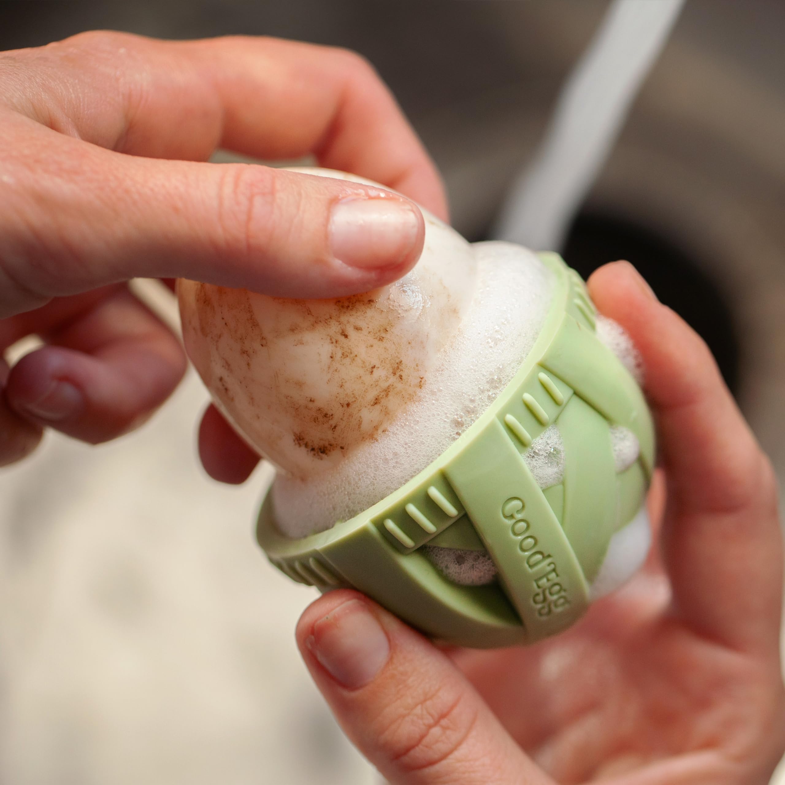 GoodEgg The Original Egg Brush - Silicone Egg Cleaning Brush for Farm Fresh Eggs, Removes Chicken Coop Nasties - Ideal for Backyard Chickens, Homesteaders & Egg Collectors (Standard Sized Eggs)
