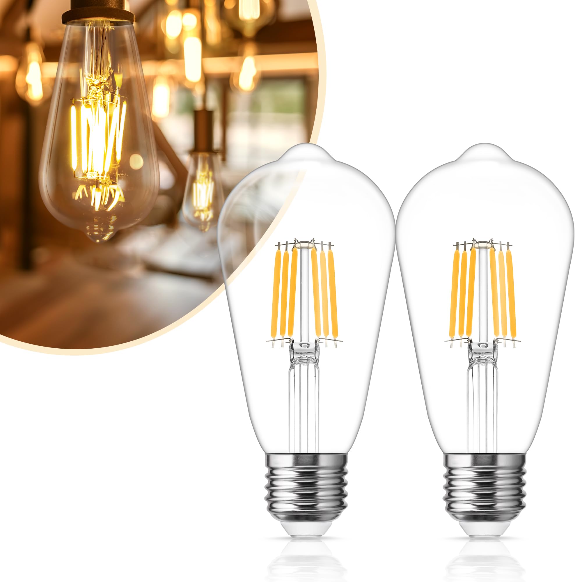 DORESshop Light Bulbs, 6W Led Light Bulb, Led Bulbs, E26 Edison Bulbs 60 Watt LED Equivalent, Non-dimmable Vintage Style Antique Light Bulbs, Soft White Light Bulbs 2700K, Bedroom, Dinning Room, Bar