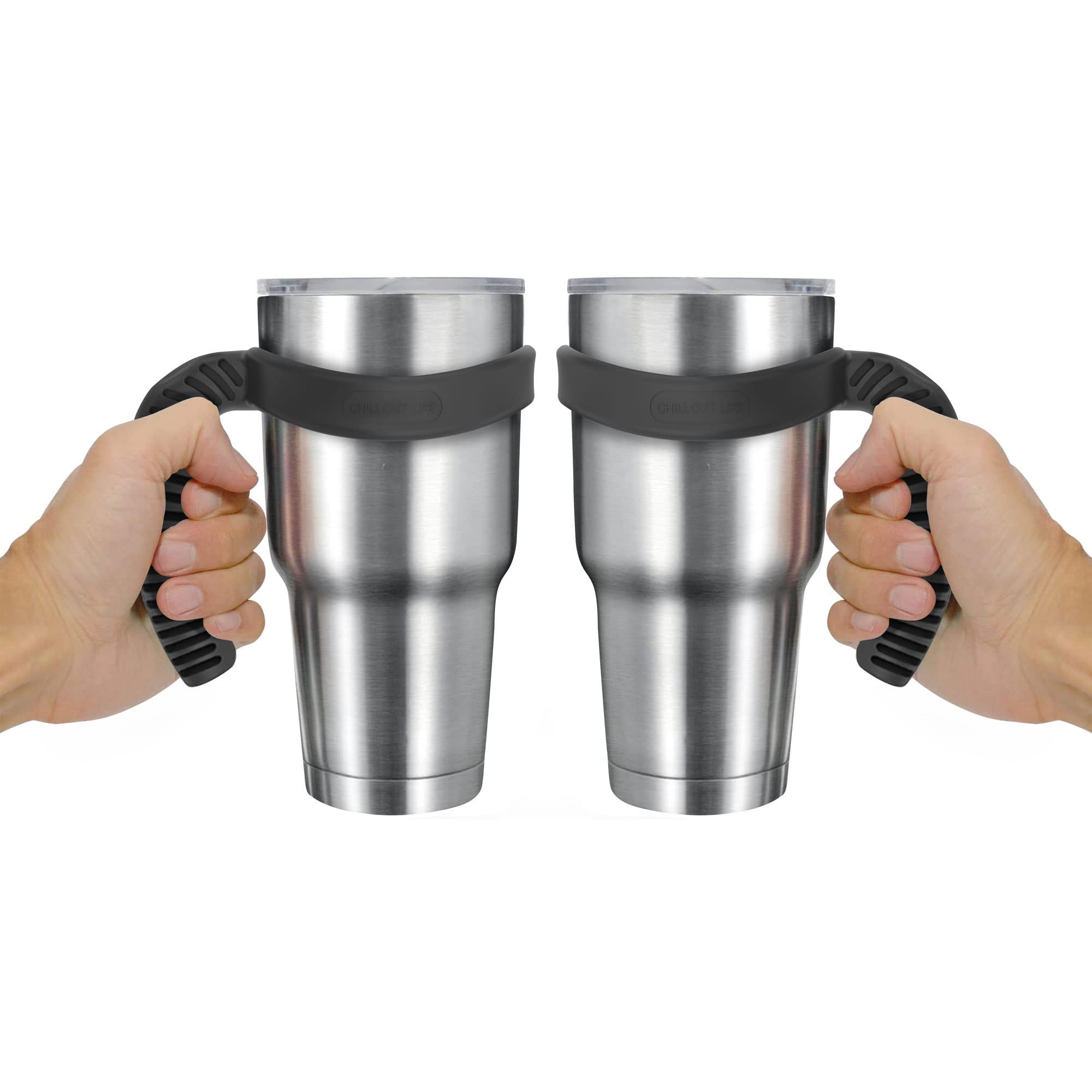 CHILLOUT LIFE Handle for YETI Cup 30 oz - Ozark Trail 30 oz Tumblers. Comfortable Reaplacment Handle for 30 oz YETI Tumbler & More (Black Handle Only) - 2 Pack