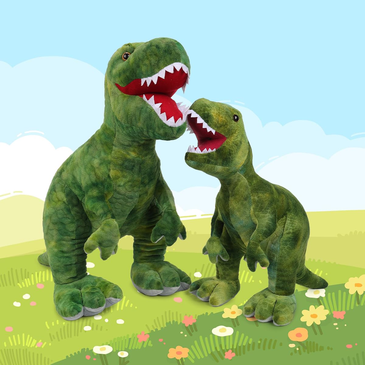 Seyomi Stuffed Dinosaur Plush 31.5 inches Giant RLifelike Stuffed T-Rex Toy for Boys,Green