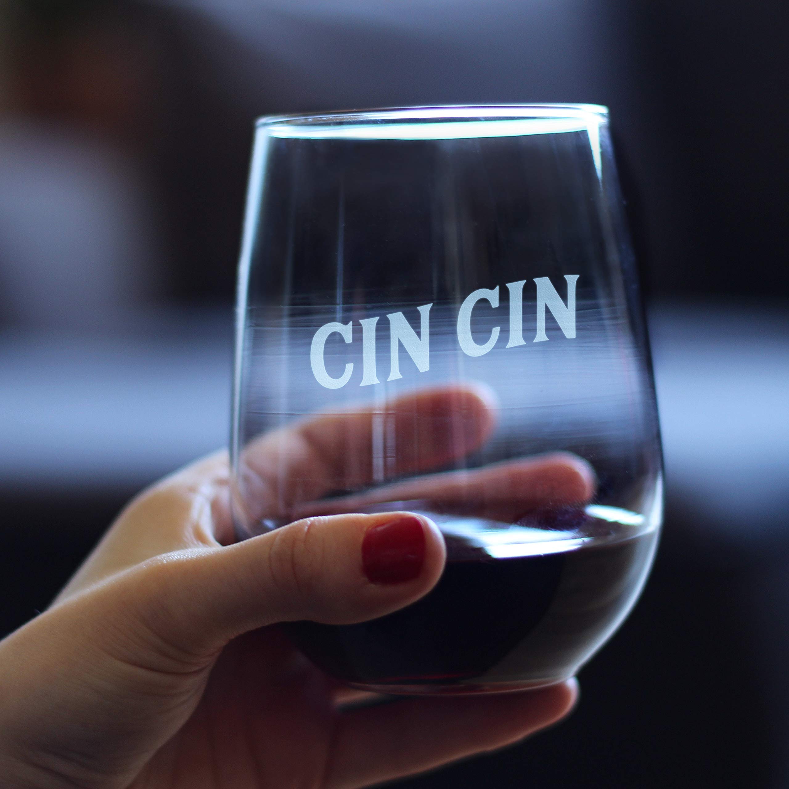 Cin Cin Italian Cheers - Stemless Wine Glass - Unique Italy Themed Gifts or Party Decor - Large 17 Ounce