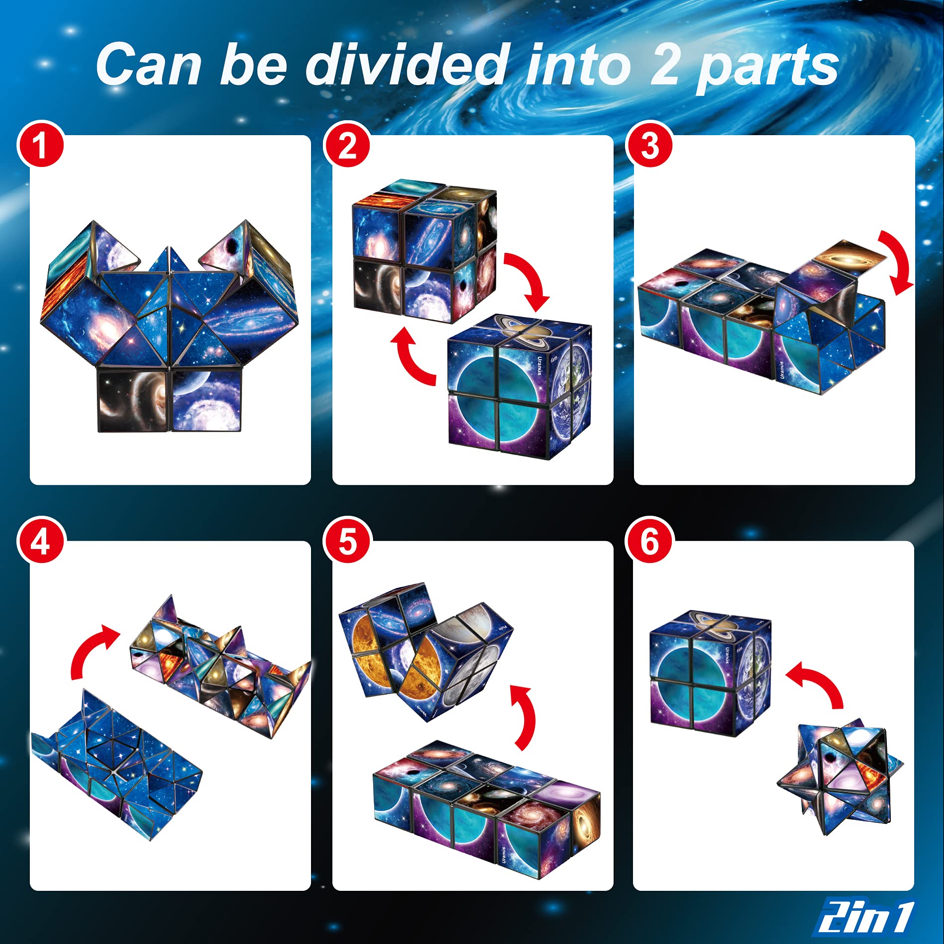 Star Cube,Vcall 2 in 1 Combo Infinity Cube Fidget Toy Magic Star Cube Smooth Surface Magic Cube Puzzle for Kids and Adults to Stress and Anxiety Relief Mini Preschool Toys