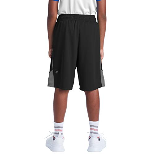 C9 Champion Boys' Color Block Short-9" Inseam, Ebony/Hardware Gray, S