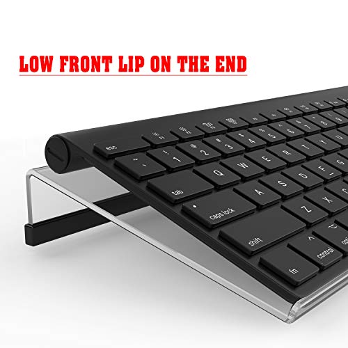 KOTEMON Mini Computer Keyboard Stand-11.8'' x 5.1''-Small Computer Keyboard Tray Acrylic Keyboard Holder for 78 Keys Universal Compact Keyboard, with Black Silicone Strip, Clear
