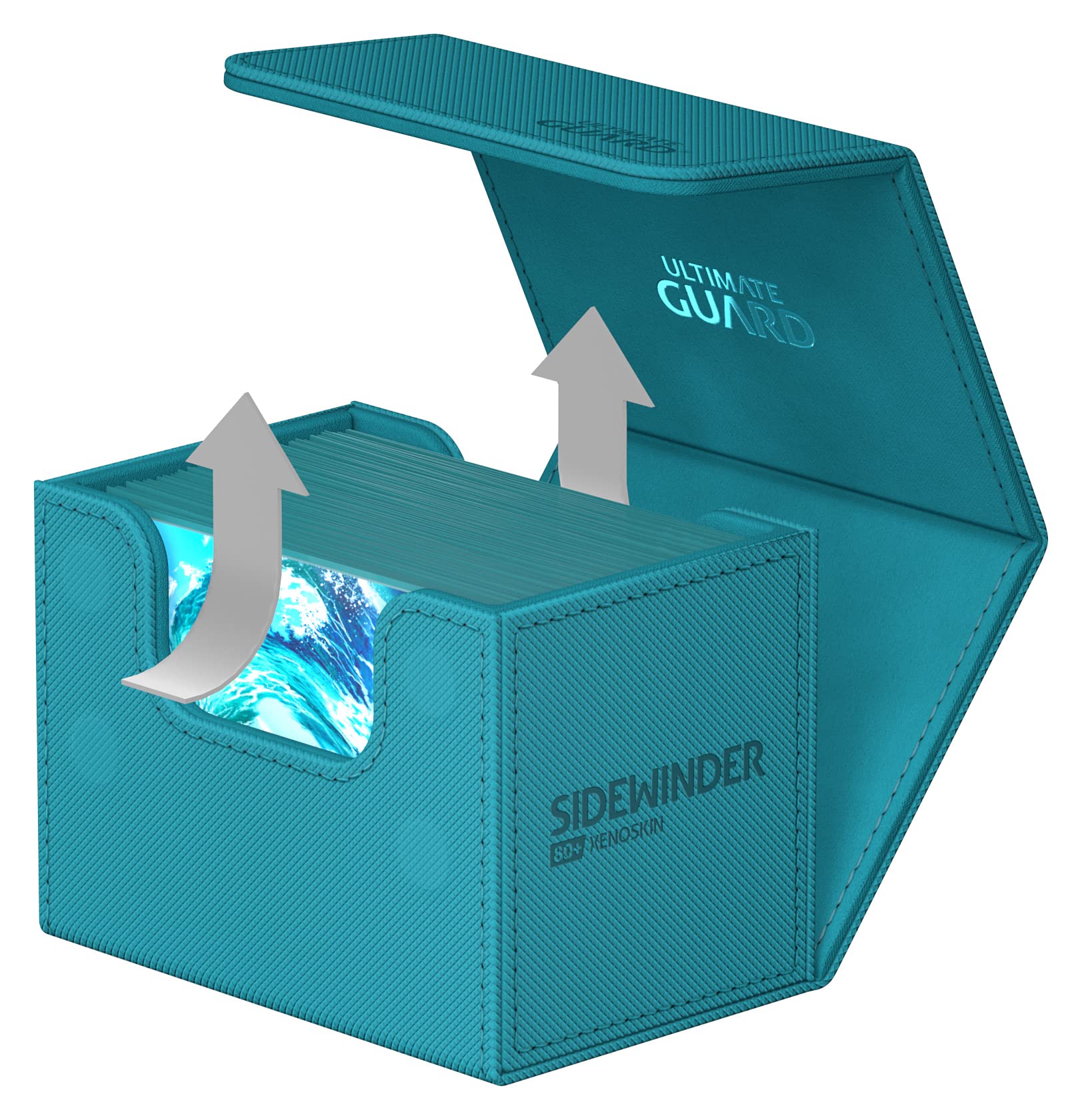Ultimate Guard Sidewinder 80+, Deck Box for 80 Double-Sleeved TCG Cards, Petrol, Magnetic Closure & Microfiber Inner Lining for Secure Storage