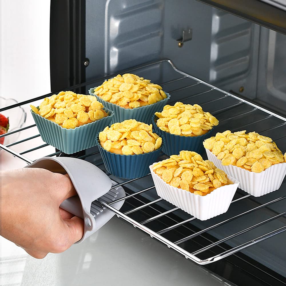 Dtzzou Silicone Cupcake Baking Cups 24 Pack Reusable & Non-stick Muffin Cupcake Liners 3 Shapes Cake Molds Sets for Party Supplies