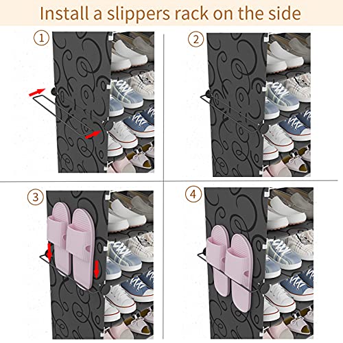 KOUSI Portable Shoe Rack Organizer 72 Pair Tower Shelf Storage Cabinet Stand Expandable for Heels, Boots, Slippers, 12-Tiers Black & Transparent Door