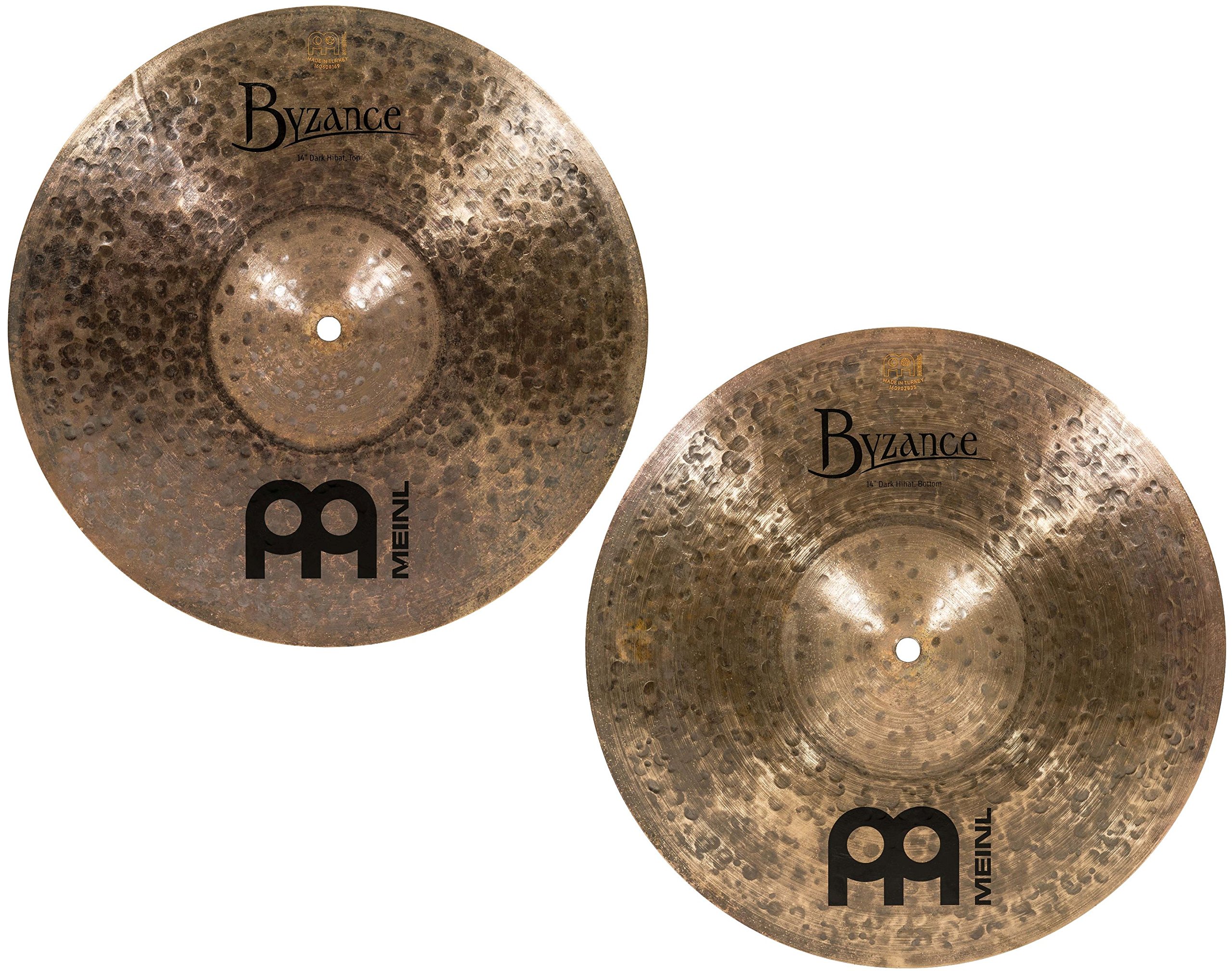 Meinl Cymbals Byzance 14" Dark Hihats, Pair β Made in Turkey β Hand Hammered B20 Bronze, 2-Year Warranty, B14DAH