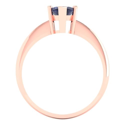 Clara Pucci 1.50 ct Marquise Cut Solitaire Simulated Blue Sapphire Engagement Bridal Promise Anniversary Ring 18K Rose Gold Size 3.75