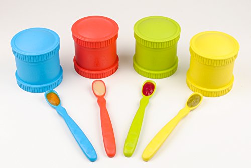 Re Play Made in the USA 4PK Infant Spoons With Travel Case - Green, Red, Yellow, Blue (Preschool)