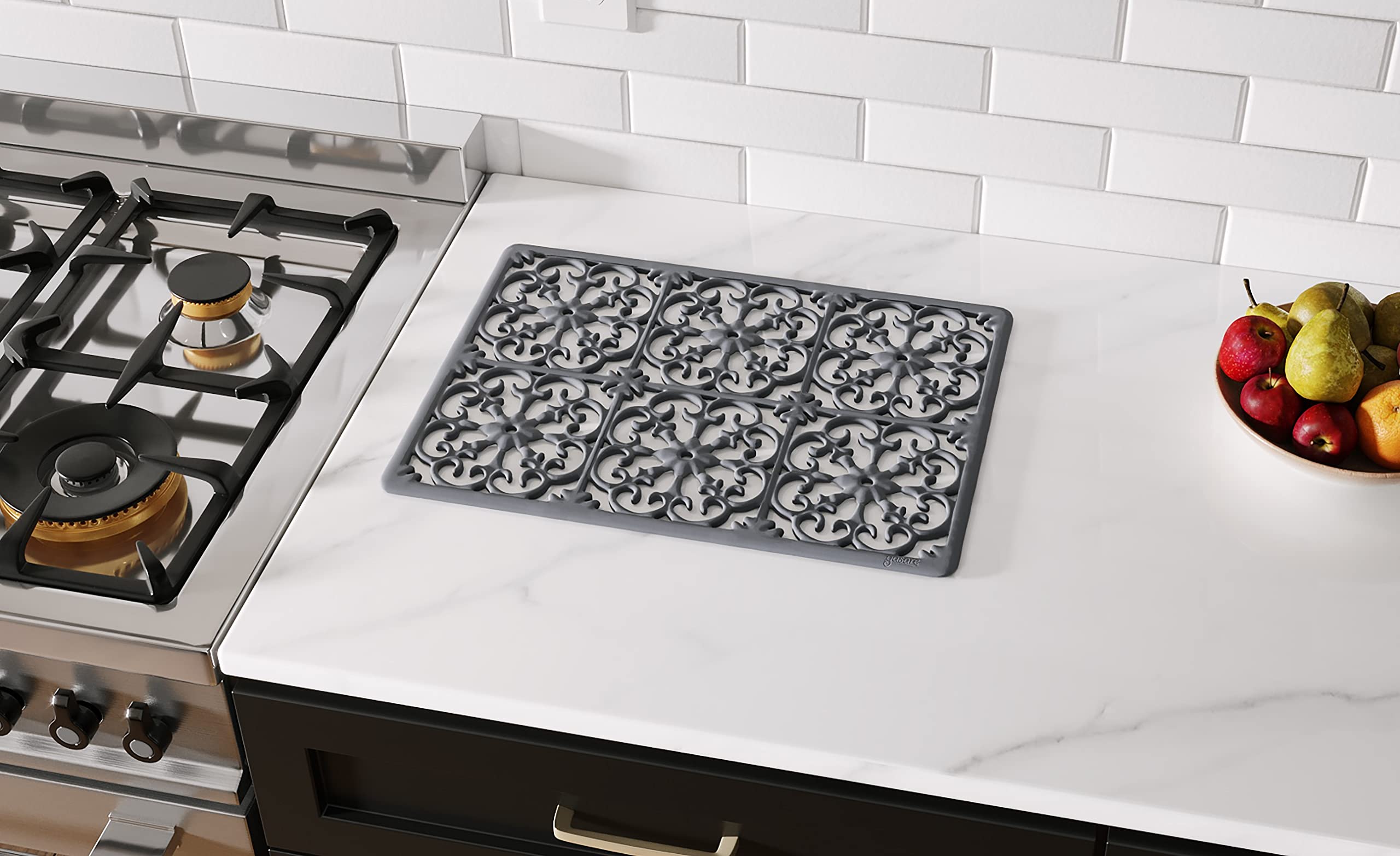 GASARÉ, Extra Large, Thick, Silicone Trivet for Hot Dishes, Pots, and Pans, Heat Resistant Mat for Countertop, Hot Pad for Kitchen, Easy to Clean, 16 x 12 x 3/8 Inches, Gray