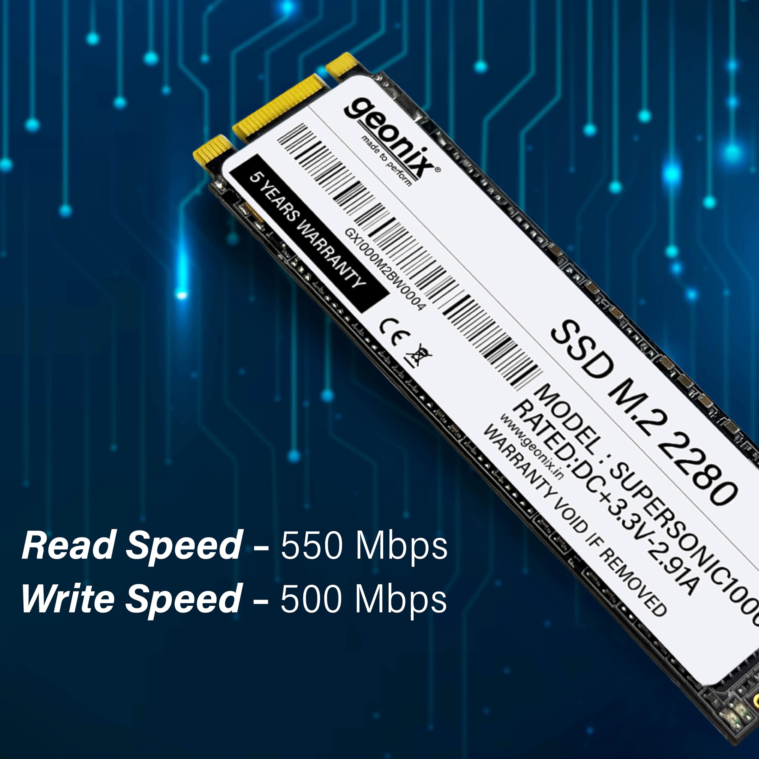 Geonix Black 128GB SSD M.2 2280 SATA III (6Gb/s)|Read Speed Upto 550 Mbps | Internal Solid State Drive(SSD)| 3years Warranty