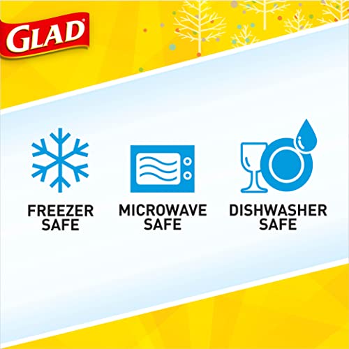 GladWare Big Bowl Large Round Holiday Edition Food Storage Containers with Lids | 48 oz Holiday Containers with Green Pine Tree Design, 3 Count Set | Airtight Food Storage Containers for Food