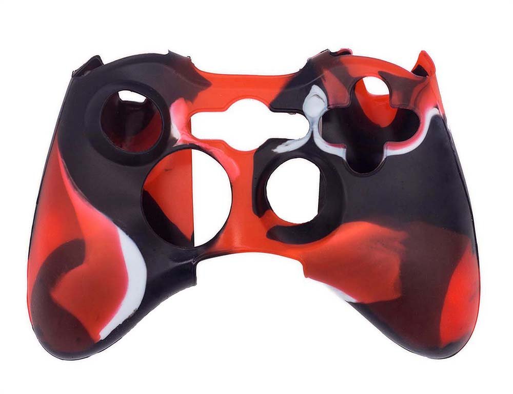 BRHE 3 Pack Protective Skin Cover Soft Silicone Camouflage Protector Case Accessories Set for Xbox 360 Controller Wireless/Wired Gamepad Joystick with 8 FPS Thumb Grips Caps(Red Blue Green)