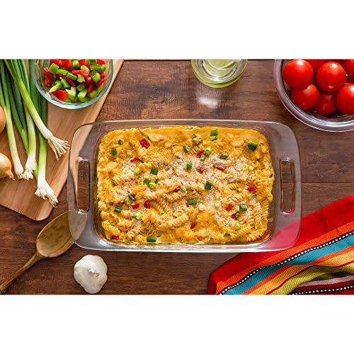 Pyrex Easy Grab 2-Qt Glass Baking Dish with Lid, Tempered Glass Baking Dish with Large Handles, Non-Toxic, BPA-Free Lid, Dishwashwer, Microwave, Freezer and Pre-Heated Oven Safe