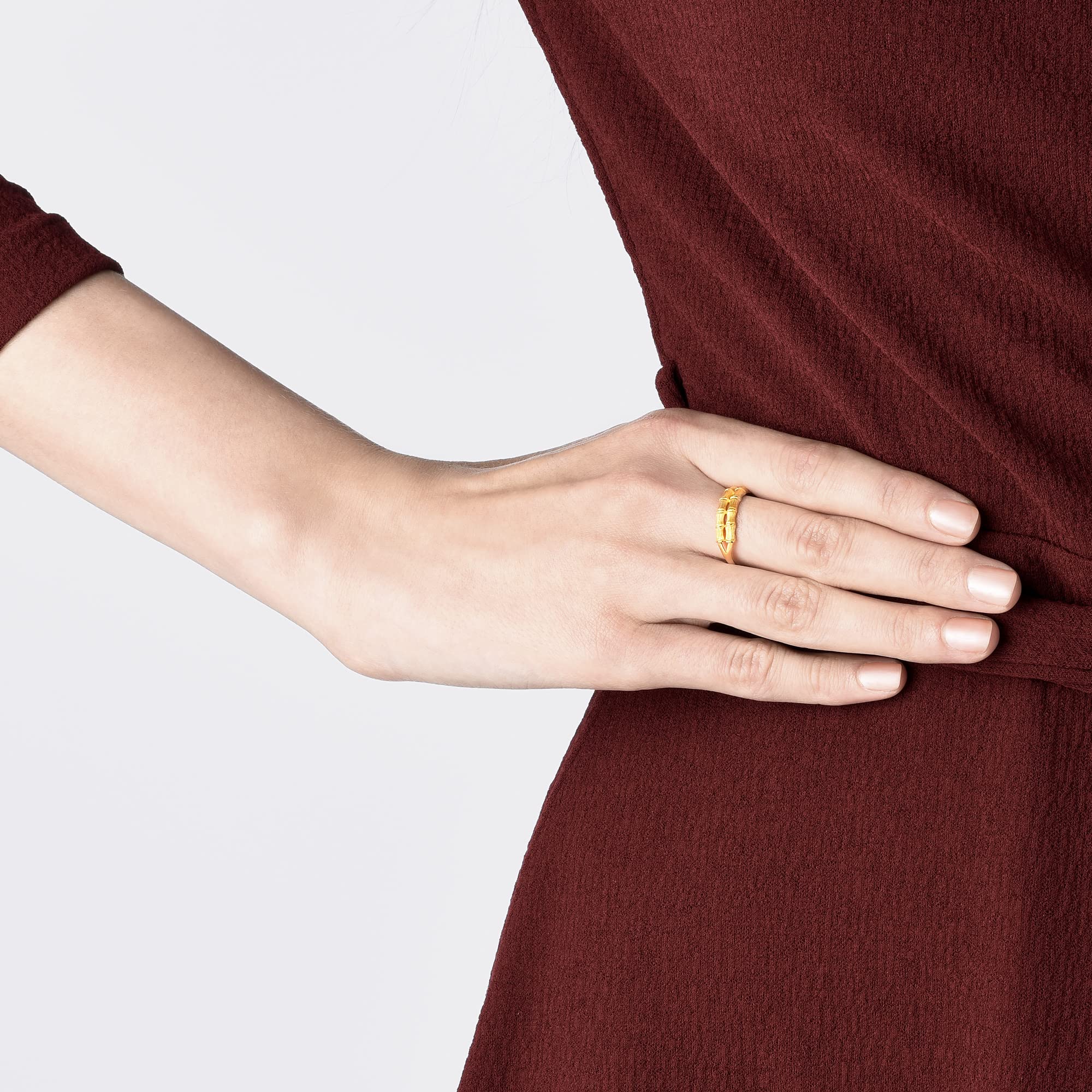 CHOW SANG SANG 999.9 24K Solid Gold Price-by-Weight Gold Bamboo Adjustable Ring for Women 90351R (Approx. 0.09tael (~3.36g))