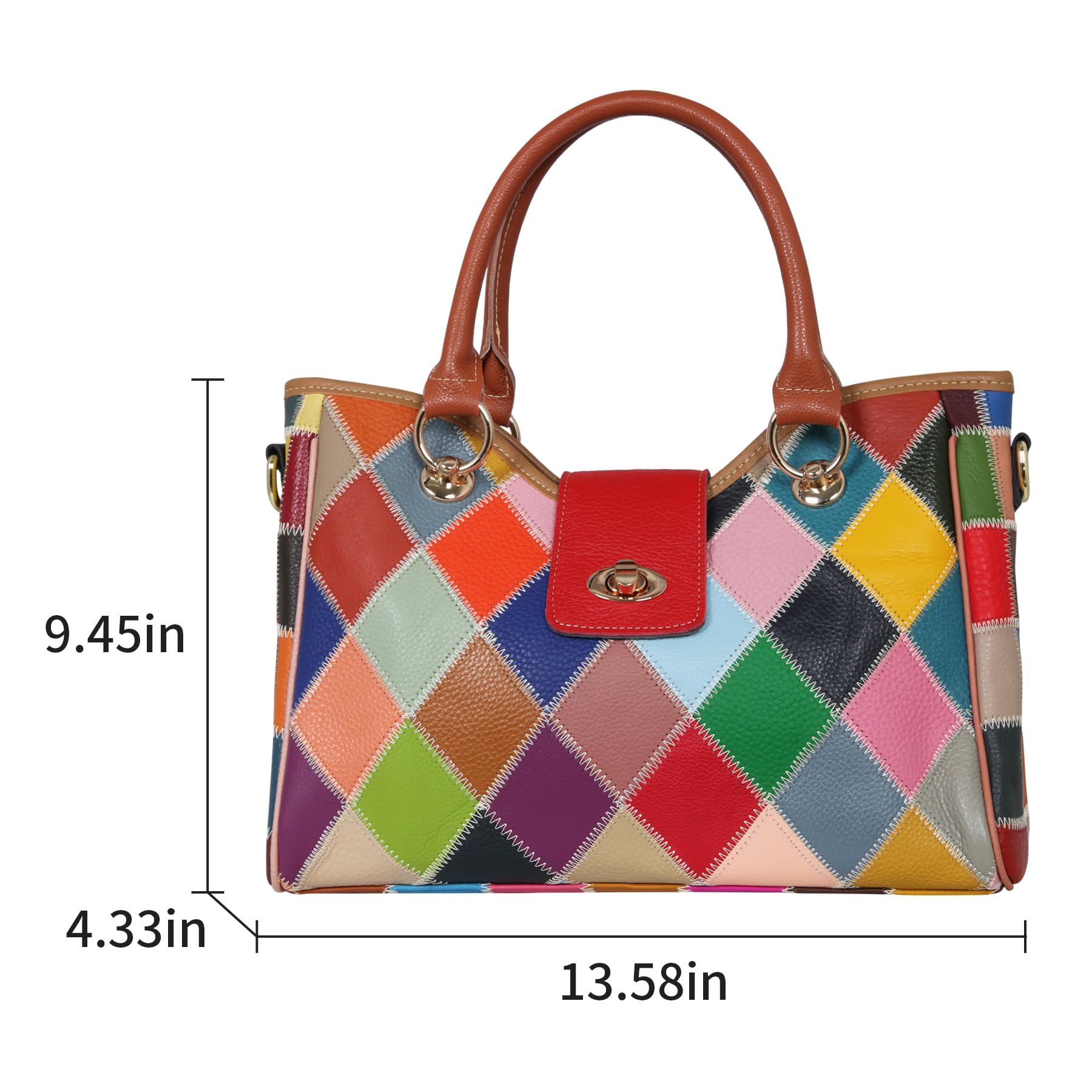 Heshe Womens Multi-color Leather Shoulder Bag Hobo Tote Handbag Cross Body Purse (Colorful-2B4038)