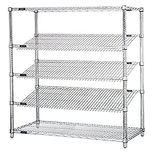 Quantum Storage Systems 1836SL6C 5-Tier Stationary Wire Shelving Unit with 3 Slanted Shelves, Chrome Finish, 400 lb. load capacity, 36" W x 18" L x 63" H