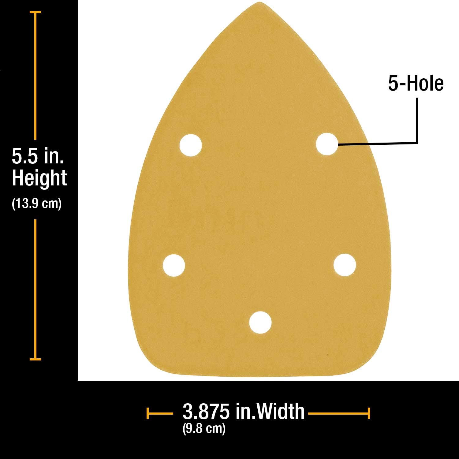 Dura-Gold Premium Mouse Detail Sander Sandpaper, 48 Assorted Grit Sanding Sheets - 60, 80, 120, 220, 320, 400-5 Hole Pattern Hook & Loop Triangle Mouse Discs - Woodworking Wood Crafting, Auto Paint