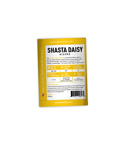 Daisy Seeds for Planting Outdoors Flower Seeds (3 Variety Pack) Alaska Shasta Daisy, Painted Daisy, Yellow Daisy Varieties for Butterflies, Bees, Pollinators Wildflower Seed by Gardeners Basics