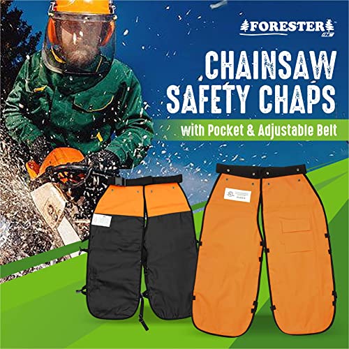 Forester Protective Clothing - OEM Forestry Cutter Combo Kit Apron Chaps Helmet Face Shield Ear Muffs Safety Glasses Arborist Equipment Chainsaw Pants Logging Tools Helmet Accessories Orange