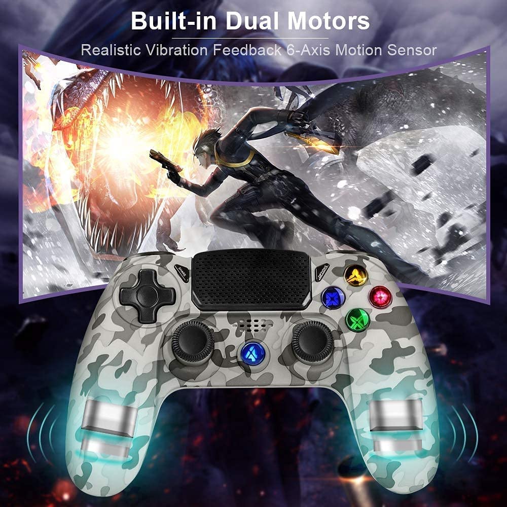 STOGA Wireless Controller for PS4, Controller for PS 4 with Touch Panel Gamepad, Turbo and Audio Jack, Joystick Controller for PS4, Gaming Controller Remote for PS3/PS4,Gray Camouflage
