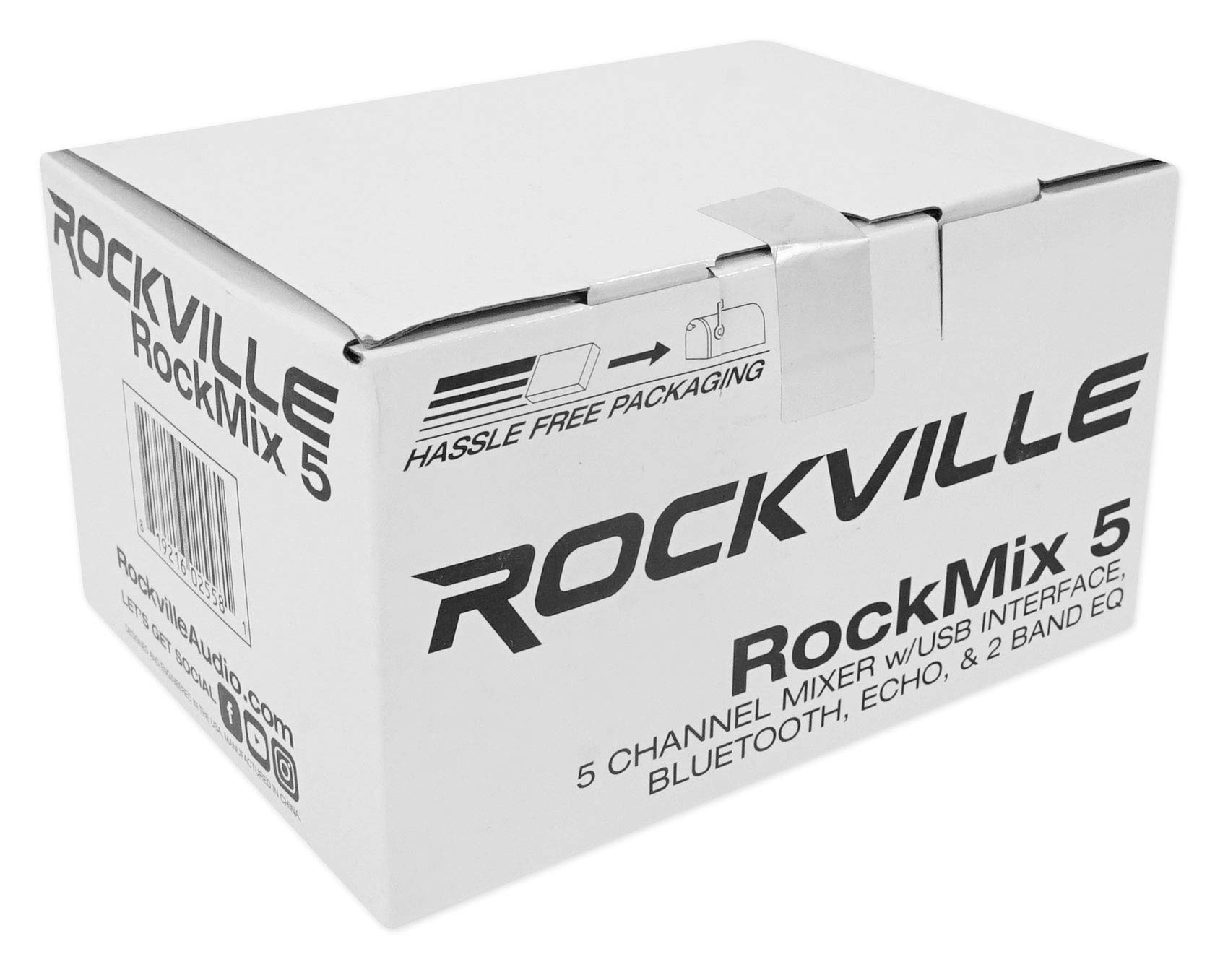Rockville RockMix 5 Channel Pro Mixer w/USB Interface, Bluetooth, Echo, EQ