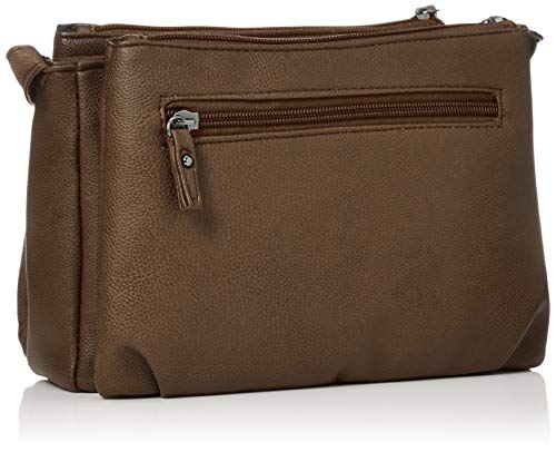 Sofia Valentino 4H70 Shoulder Bag, 3 Layers, Logo Embossed, Dark Brown