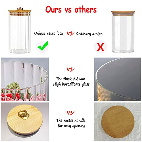 LUCKTE Glass Coffee Nuts Canister Airtight Storage Jar With Bamboo Lids Metal Handle Clear Glass Containers for Home Kitchen Storing Candy, Cookie, Pasta, Oatmeal, Spices (large)