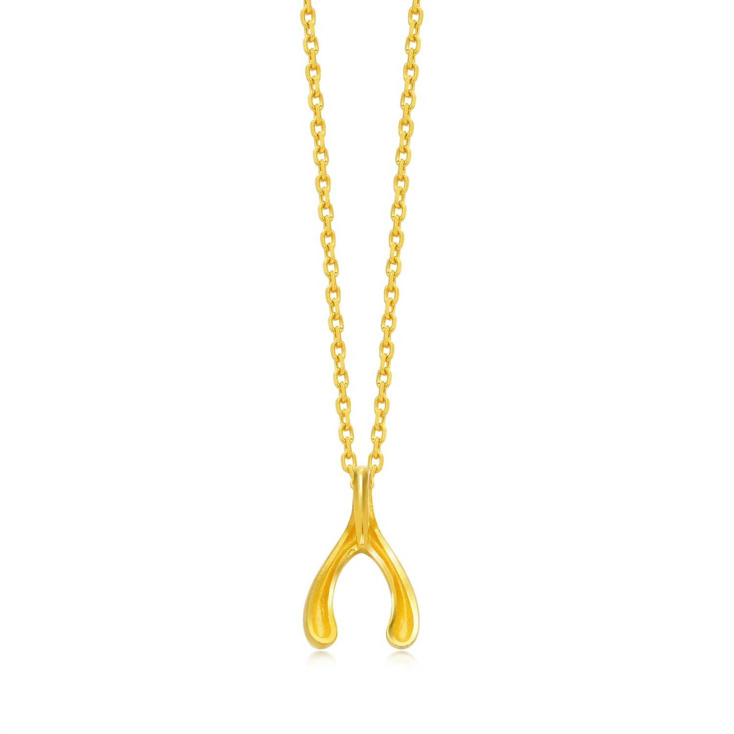 CHOW SANG SANG 999.9 24K Solid Gold 0.74g Price-by-Weight Gold Wishbone Pendant for Women 89536P | [Not Include the Necklace]