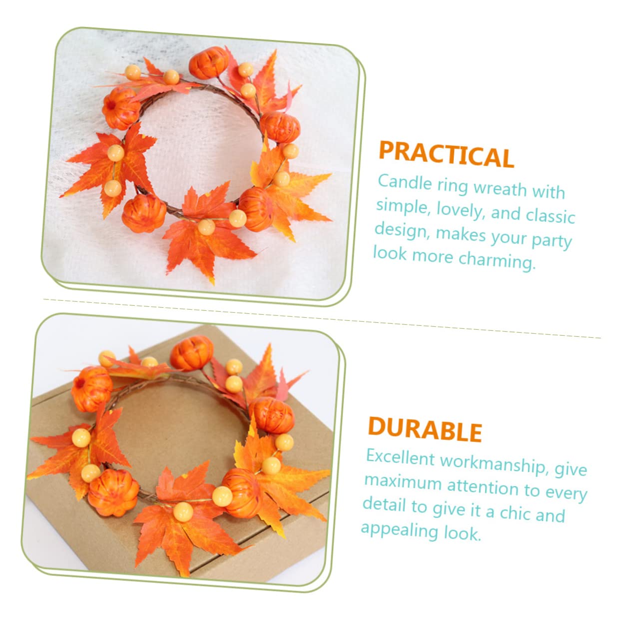 FONDOTIN 4pcs Maple Leaf Candle Ring Candle Garland Halloween Candles Fall Candle Rings for Pillars Thanksgiving Table Decor Thanksgiving Garland for Table Wreath Silk Maple Leaf Christmas