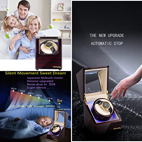 Lenway Watch Winder Super Quiet, Automatic Watch Winder Four Rotation Modes,Battery Operated or Ac,with Led Light,Watch Winder for Rolex, High-End Piano Paint Baking Process Single Watch Winder