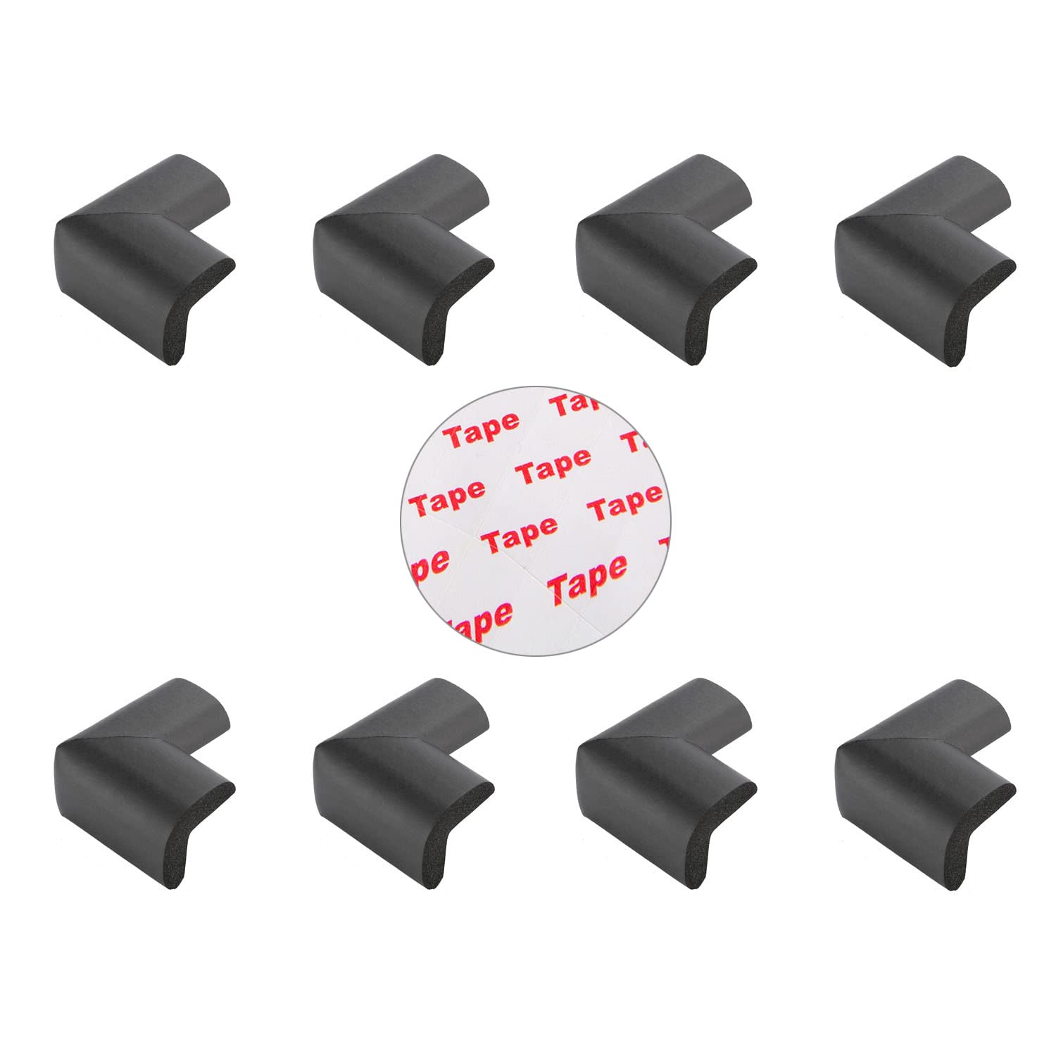 Edge Corner Guards, 8 Pack, Desk Corner Protector, Table Edge Cushion, Baby Furniture Bumper, Baby Safety Corner Guard, Corner Foam Cover, Fireplace Bumper for Kid, Self Adhesive (Black)