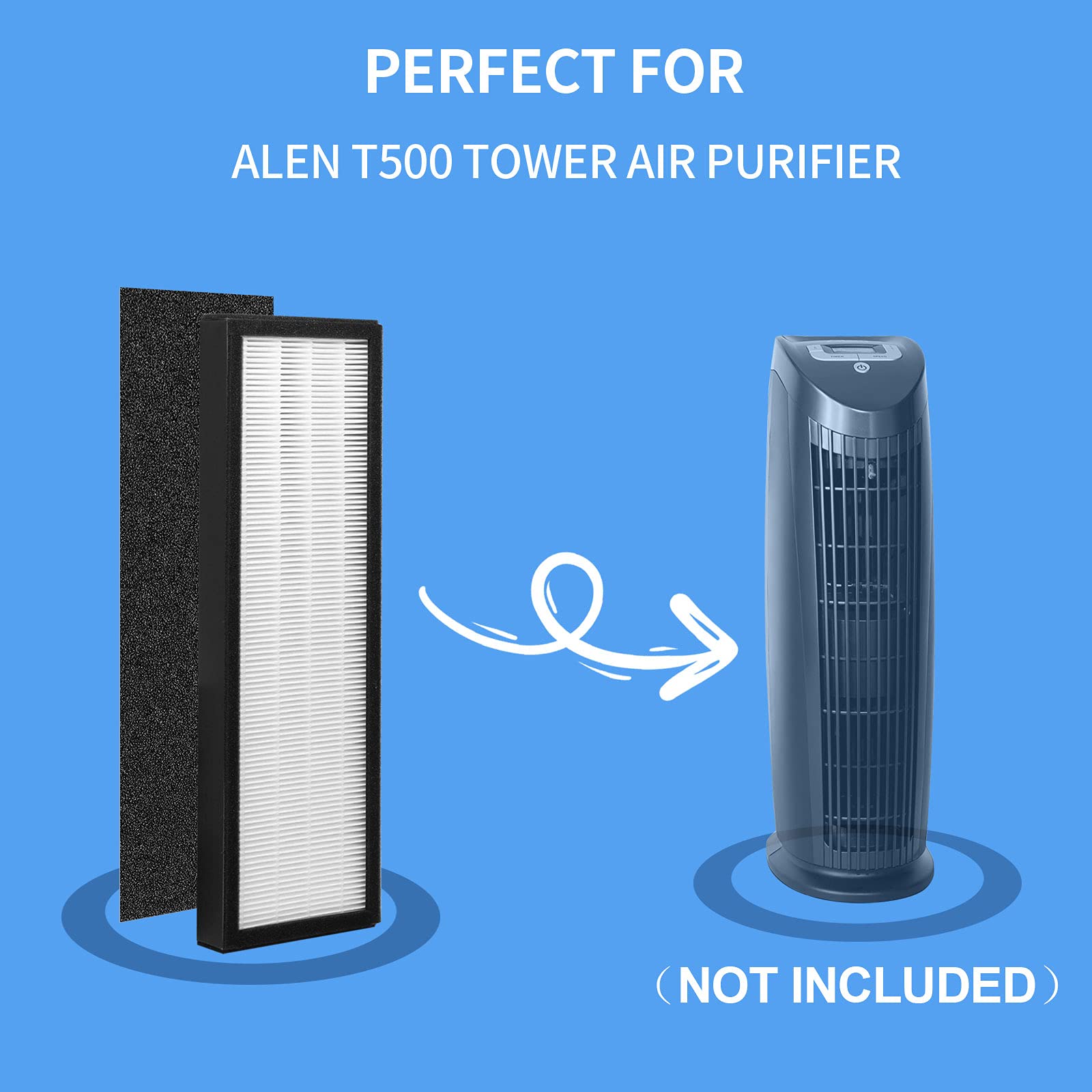 VALZONE 2 Pack TF60 True HEPA Replacement Filter Compatible with T500 Air Purifier with 4 Extra Carbon Pre-Filters
