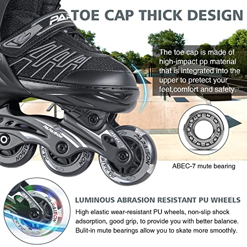 ITurnGlow Adjustable Inline Skates for Kids and Adults with Light up Wheels Beginner Skates Fun Illuminating Roller Skates for Kids Boys and Ladies