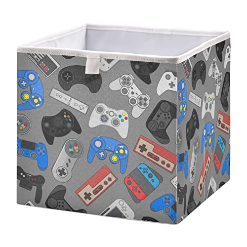 Ollabaky Closet Storage Bin Video Game Controller Fabric Storage Cube Collapsible Waterproof Basket Box Toy Bin Clothes Organizer for Shelves Drawers, S