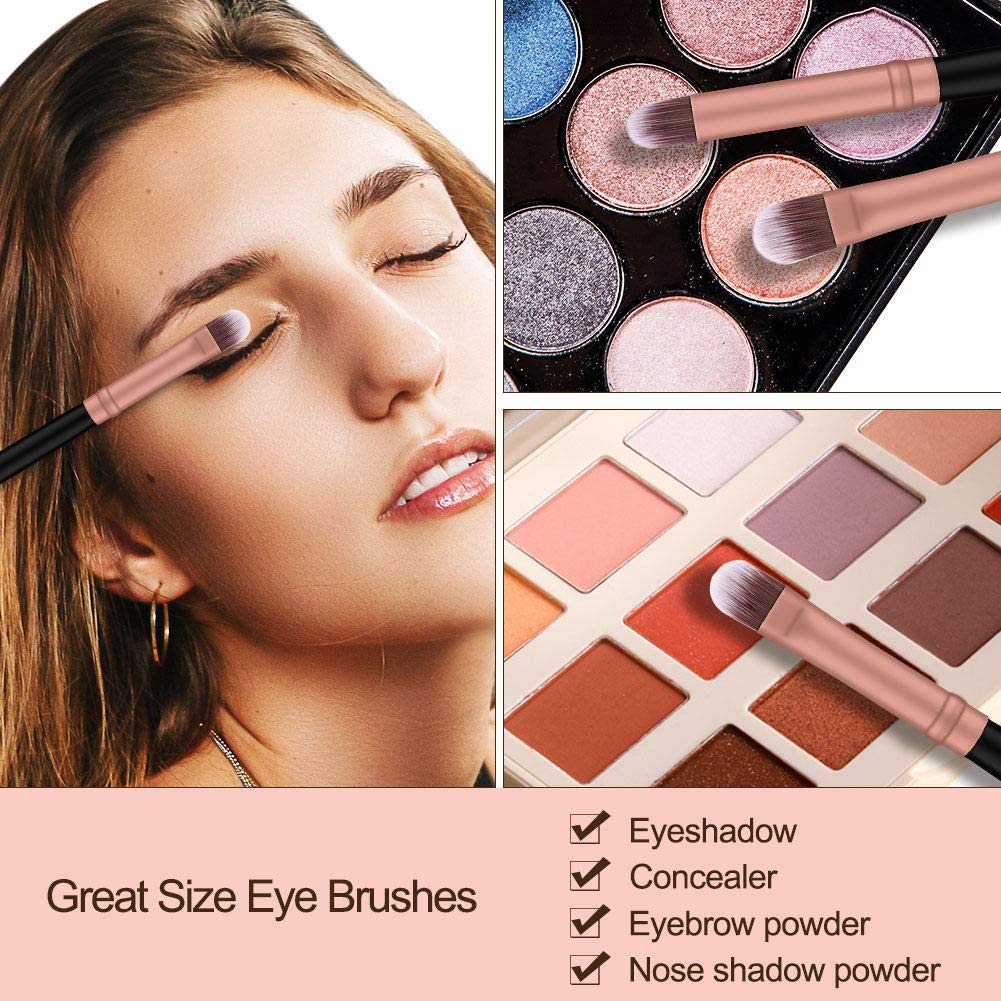 BS-MALL Makeup Brushes 18pcs Premium Synthetic Professional Eye Brushes Kit for Blending Eyeshadow Concealer Eyeliner Eyebrow(Rose Gold)