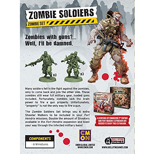 Zombicide 2nd Edition Zombie Soldiers Zombie Set - Shooter Walkers Expansion! Cooperative Strategy Game, Ages 14+, 1-6 Players, 1 Hour Playtime, Made by CMON
