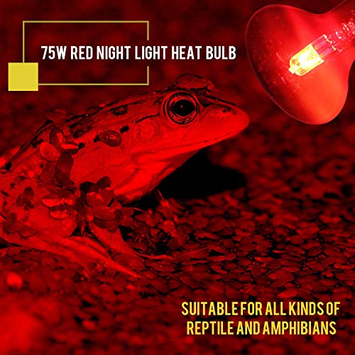 OMAYKEY 75W 2 Pack Infrared Heat Lamp Bulb Red Light Glass Heating Lamps Bulbs for Lizard Snake Bearded Dragon Chameleon Aquarium Reptiles & Amphibians