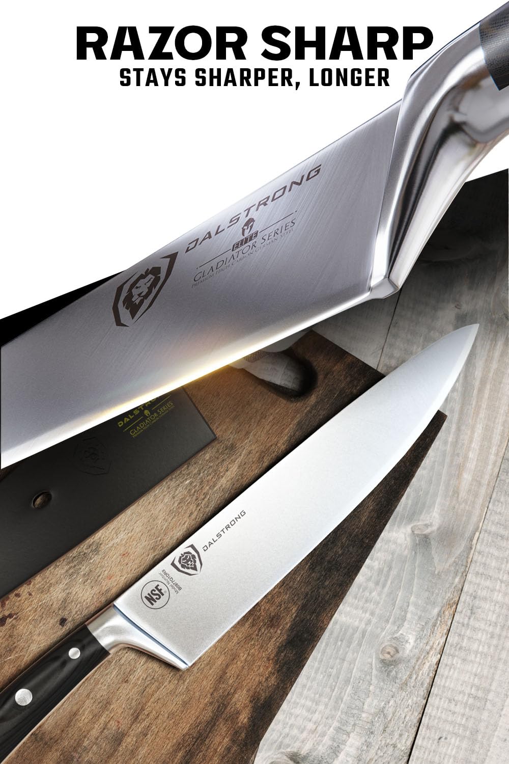 Dalstrong Chef Knife - 10 inch - Gladiator Series Elite - Forged High Carbon German Steel - Razor Sharp Kitchen Knife - Full Tang - Black G10 Handle - Sheath Included - Chef's Knife - NSF Certified