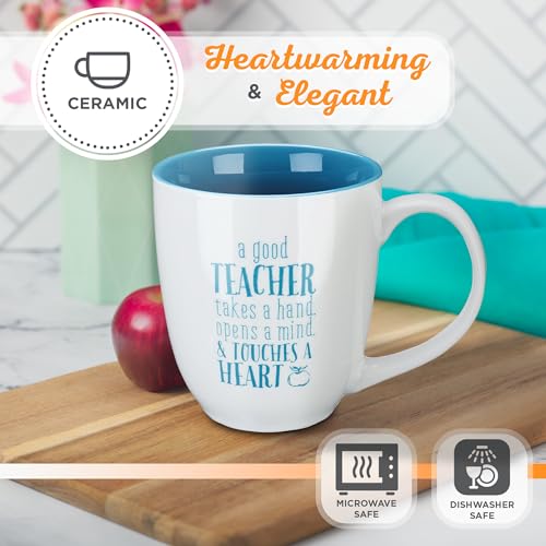 Christian Art Gifts Ceramic 14 oz Coffee Mug Microwave, and Dishwasher Safe Inspirational Bible Verse Mug for Teachers: Touches a Heart - 1 Corinthians 16:14 Blue and White Novelty Cup