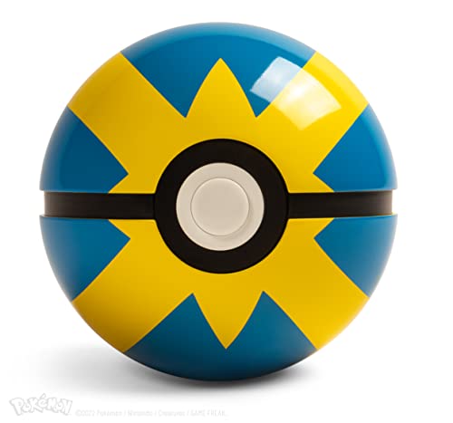 The Wand Company Pokémon Poké Ball Authentic Replicas - Realistic, Electronic, Die-Cast Poké Ball with Display Case Light Features (Quick Ball)