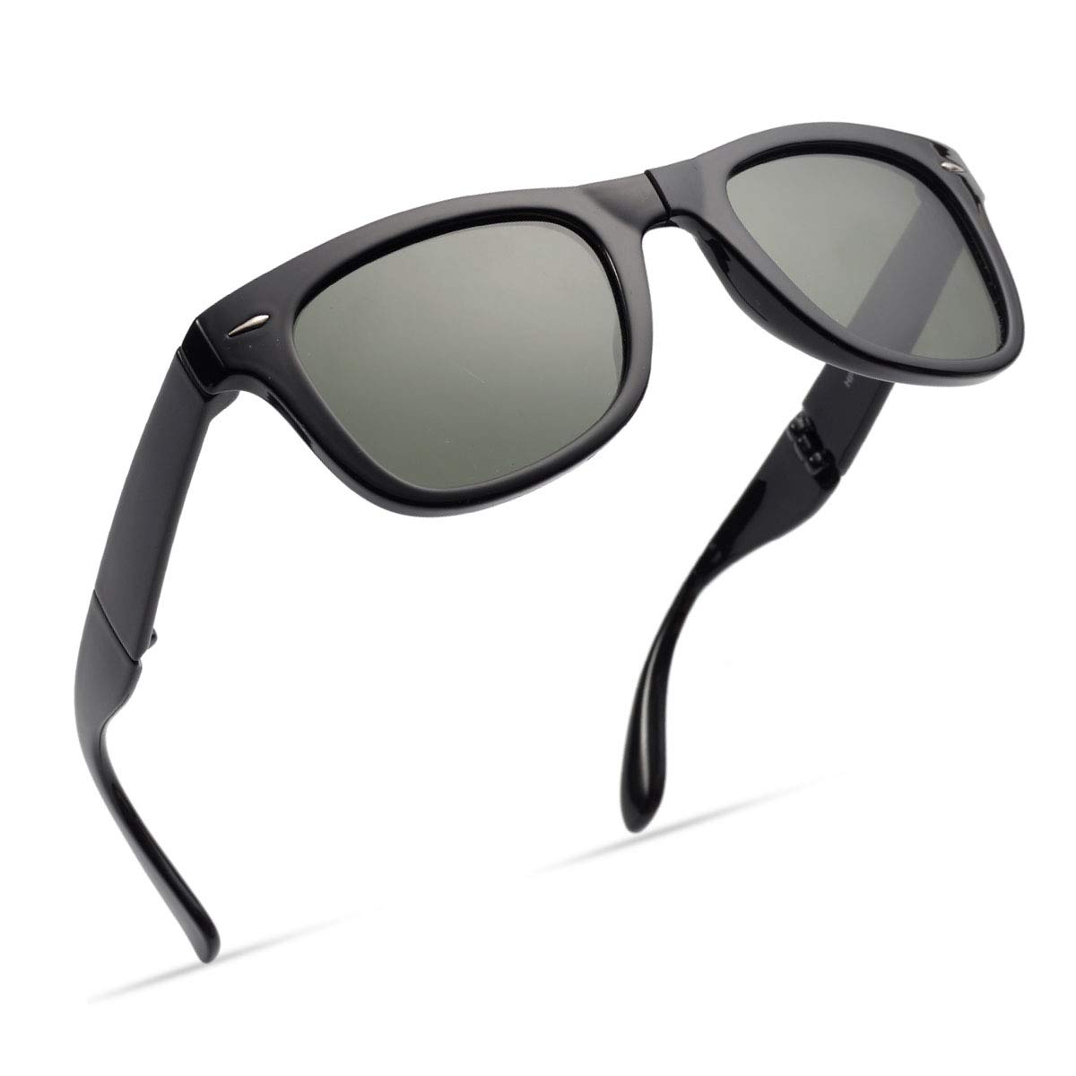 Classic Vintage Folding Sunglasses for Men Women UV400 Two Tone Frame With Case HP2001C1