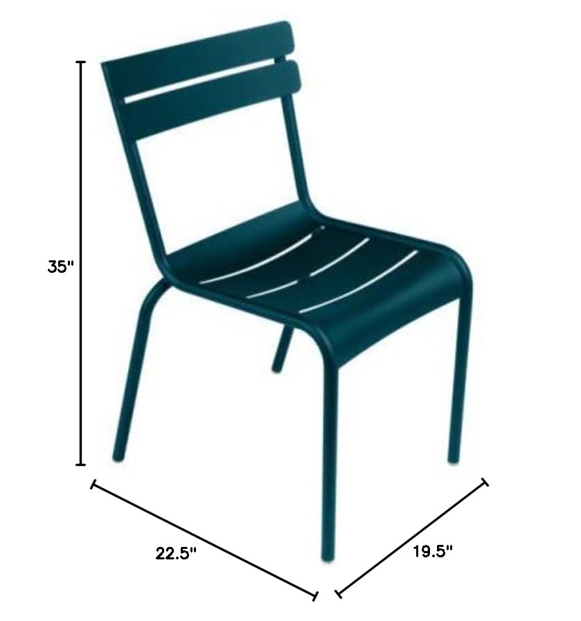 Fermob - Luxembourg Side Chair - Set of 2 - Aluminum Outdoor Chairs for Garden & Patio - Stackable, Lightweight, & Comfortable - (Acapulco Blue)
