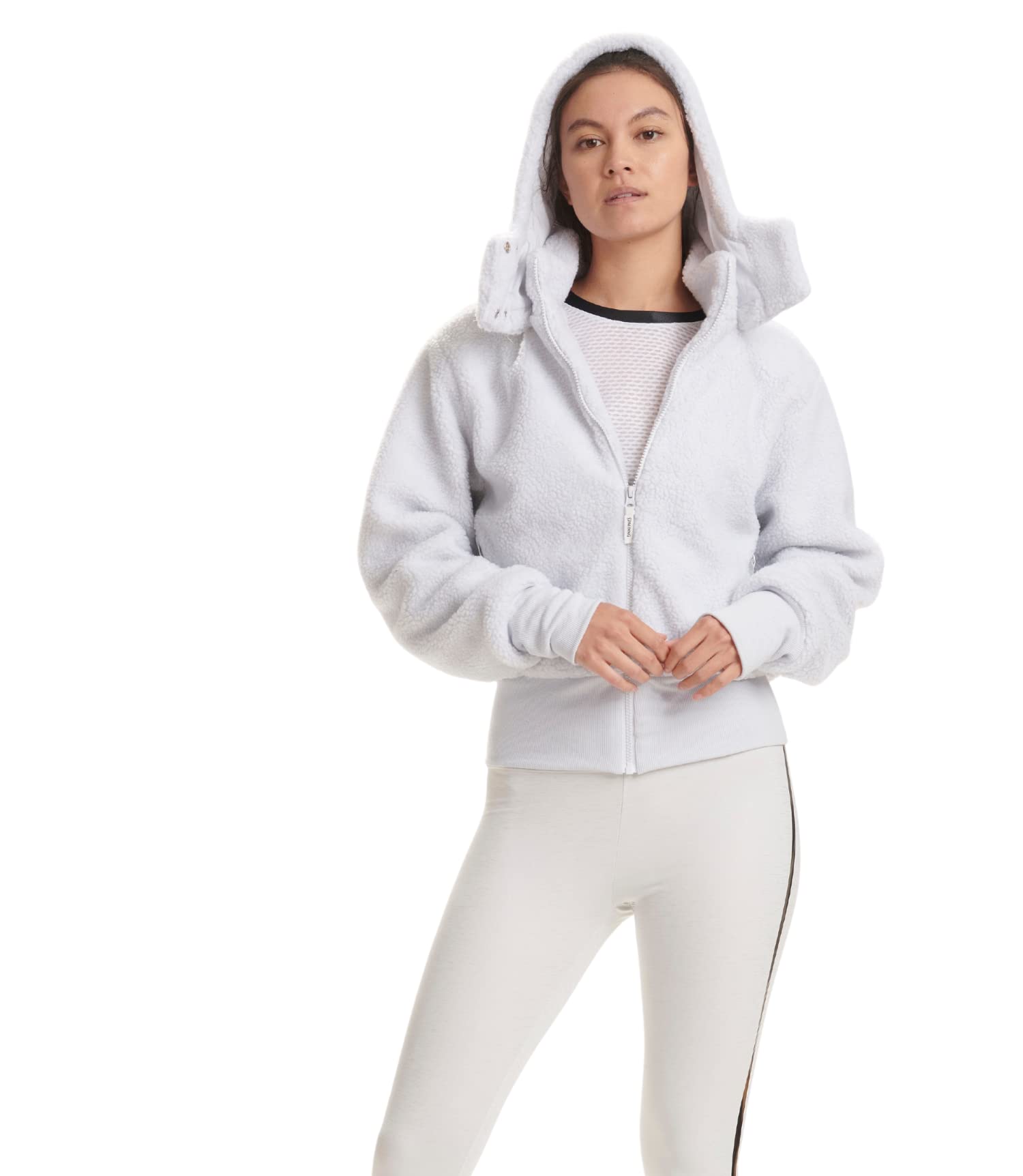 Spalding Women's Sherpa Jacket with Hood, Nimbus Cloud, Large