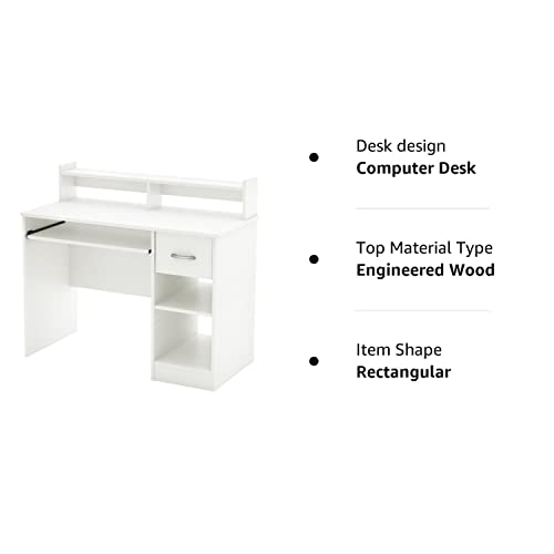 South Shore Axess Desk with Keyboard Tray, White