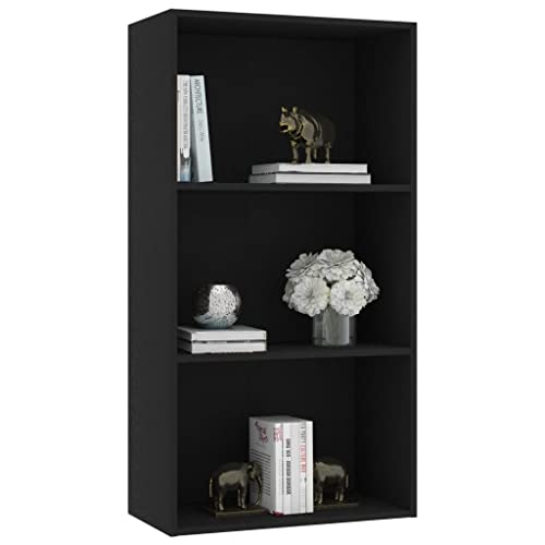 GOLINPEILO 3-Tier Book Cabinet, Storage Organizer, Open Shelf Bookcase Bookshelf, Home Office Furniture Bookcase, Side Cabinet, Black 23.6"x11.8"x44.9" -AA